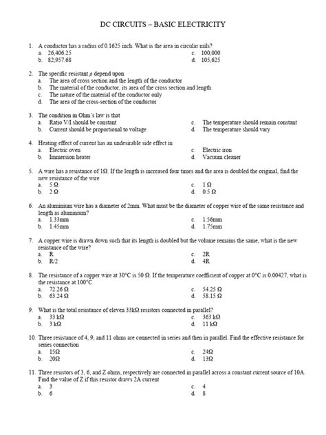 Dc Circuits Basic Electricity Electrostatics Electromagnetics Pdf
