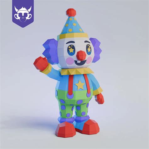 Clown Papercraft Template Diy Paper Low Poly Cute Kawaii 3d