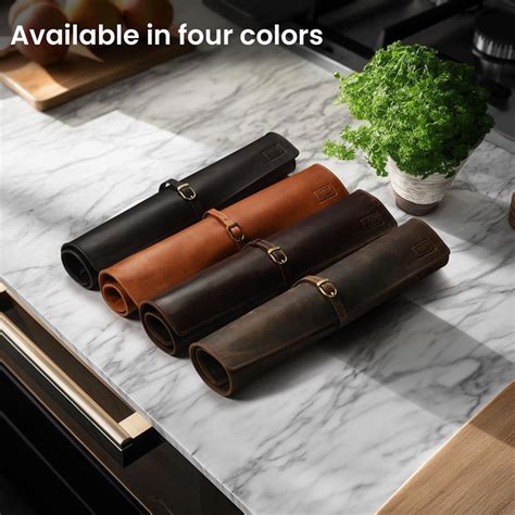 Genuine Leather Knife Roll Case Black Leather Village
