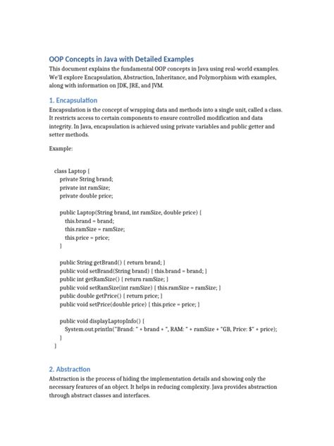 Java Oop Concepts Explained With Examples Pdf Method Computer