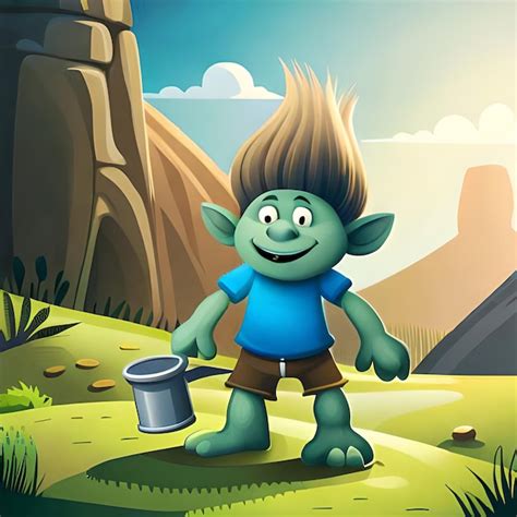 Premium Ai Image Photo A Cartoon Of A Troll Wearing A Blue T Shirt