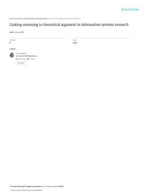 16 Linking Reasoningto Theoretical Argumentin Information Systems Pdf