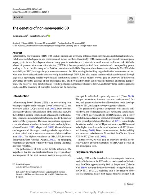 The Genetics Of Non Monogenic Ibd Request Pdf