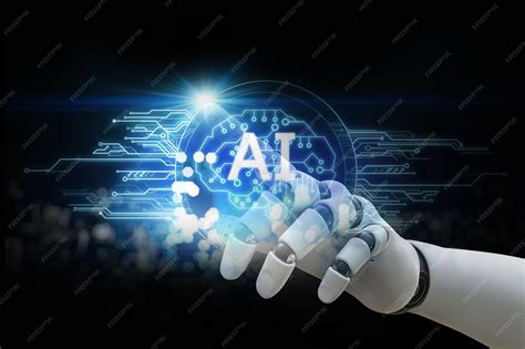 Robot Ai Avec Robot à Main Pointant La Technologie Ia Conception