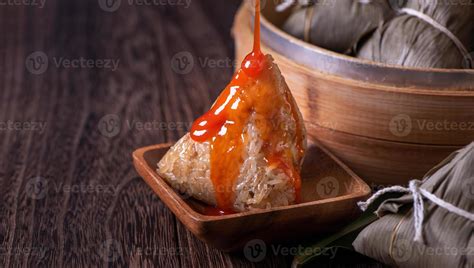 Dragon Boat Festival Food Rice Dumpling Zongzi Young Asian Woman