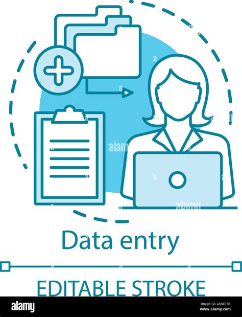 Data Entry Concept Icon Typist Transcriber Clerk Idea Thin Line