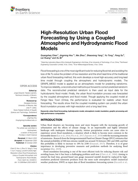 Pdf High Resolution Urban Flood Forecasting By Using A Coupled Atmospheric And Hydrodynamic