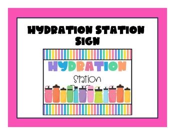 Hydration Station Sign Water Bottle Station Sign Tpt