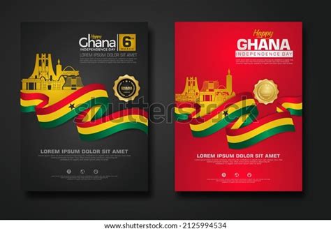 Set Poster Design Republic Ghana Happy Stock Vector Royalty Free