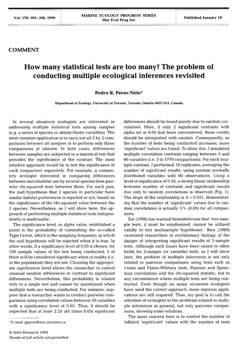 PDF How Many Statistical Tests Are Too Many The Problem Of Conducting Multiple Testing Revisited