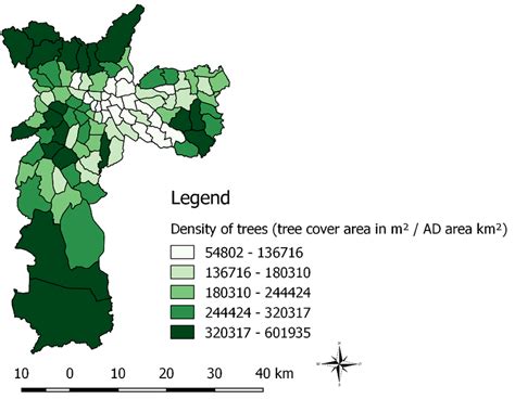 Spatial Distribution Of Tree Cover Density M²km² Source Study