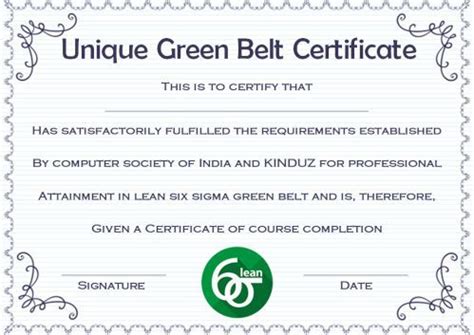 10 Green Belt Certificate Template Ideas Green Belt Certificate