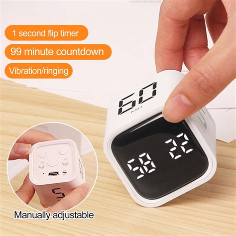 Productivity Cube Timer Gravity Sensor Flipping Led Display 4 Preset Time Dual Modes Time