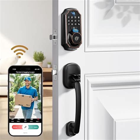 Keyless Entry Deadbolt With Handle Set Wifi Smart Lock With Camera 5 In 1 Camera Doorbell