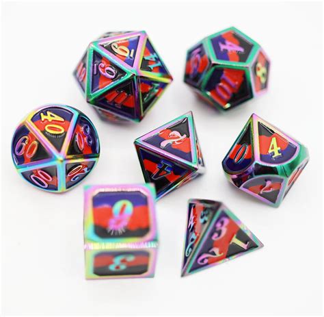 Polyamorous Pride Flag Metal Rpg Dice Set Milsims Games Australia