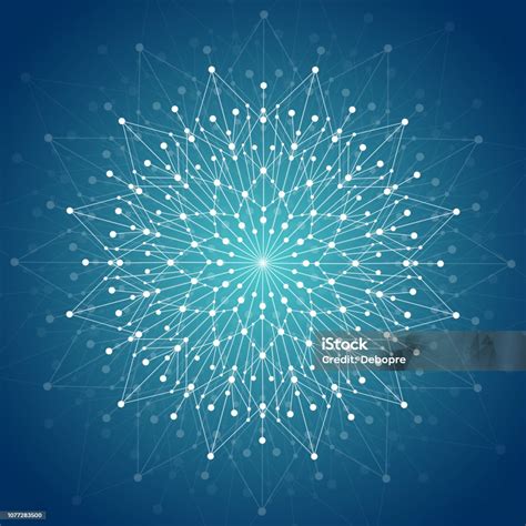 연결 된 선과 점 들과 기하학적 패턴입니다 파란색 배경 벡터 일러스트입니다 연결에 대한 스톡 벡터 아트 및 기타 이미지 연결