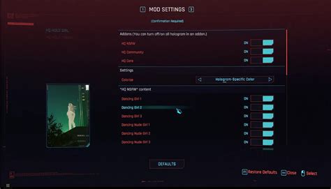 Hq Holo Girl Nsfw Addon アニメーション Cyberpunk 2077 Mod データベース Mod紹介・まとめサイト