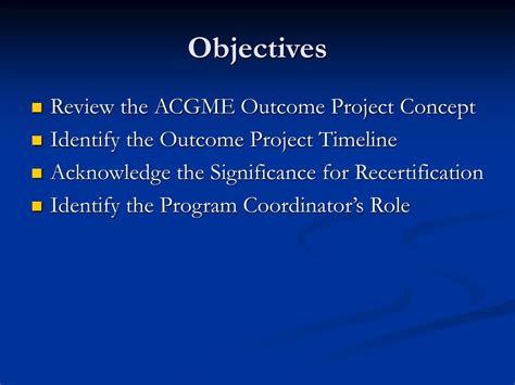 Ppt Acgme Outcome Project The Program Coordinators Role Powerpoint