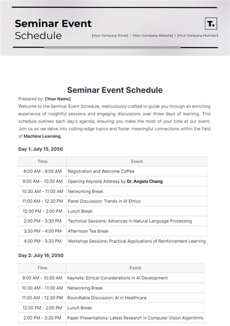 Free Seminar Event Schedule Template To Edit Online