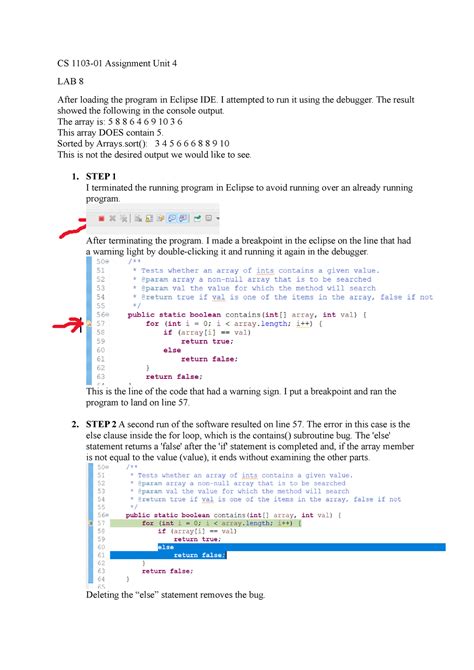 cs 1103 01 assignment unit 4 i attempted to run it using the debugger