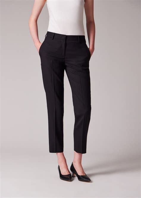 A Suit To Travel In Womens Slim Fit Black Wool Trousers