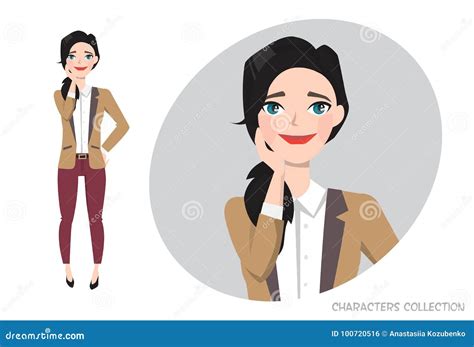 Vector Illustration Of A Cute Shy Girl Stock Vector Illustration Of