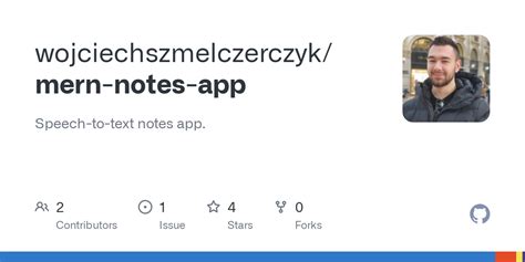 GitHub Wojciechszmelczerczyk Mern Notes App Speech To Text Notes App