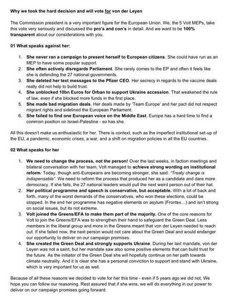 Why The 5 Volt Meps Will Vote For Von Der Leyen And Double Down On Reforming The Bad Process