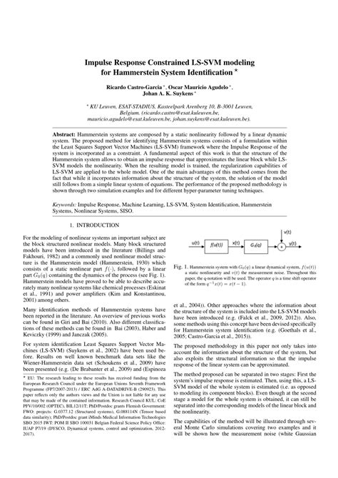 Pdf Impulse Response Constrained Ls Svm Modeling For Hammerstein