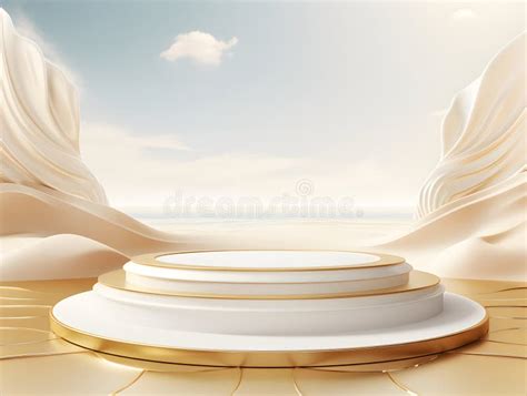 3d Rendering Of A Circle Stage With A Sky Background Stock Illustration Illustration Of Empty