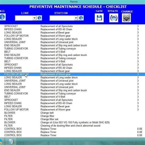 Planned Preventative Maintenance Spreadsheet With 1 Preventive