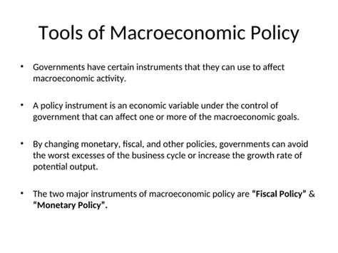 Objectives And Instruments Of Macroeconomics Ppt