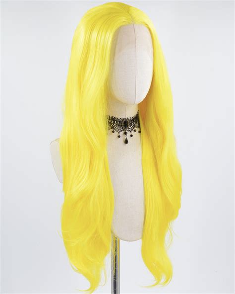 Weekendwigs New Long Straight Hairstyle Yellow Hair Color Synthetic