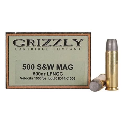 Grizzly Cartridge Co High Performance Handgun 500 Sandw Magnum Lfngc 500 Grain 20 Rounds