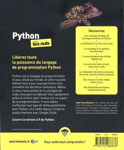 Python Pour Les Nuls De John Paul Mueller Grand Format Livre Decitre