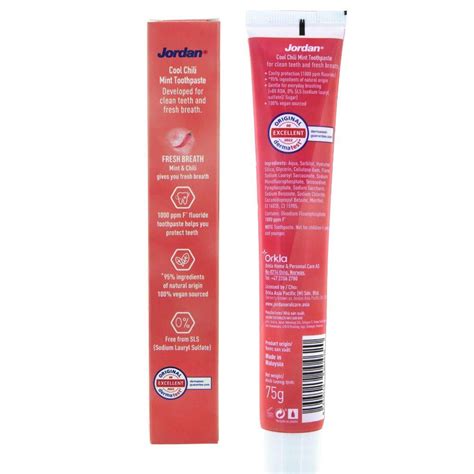 Jordan Chili Mint Toothpaste 75g Fresh Breath And Teeth Protection