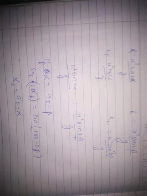 Two Particles Are Projected From The Same Point With Same Speed U An