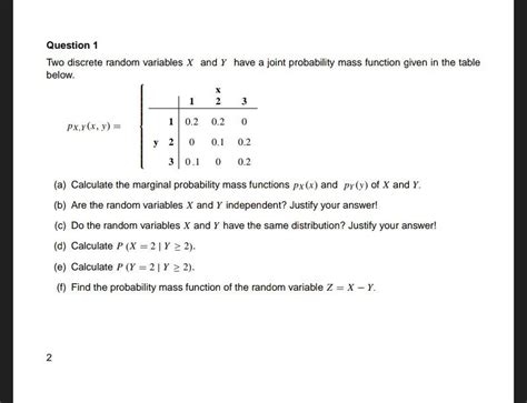 solved question 1 two discrete random variables x and y have