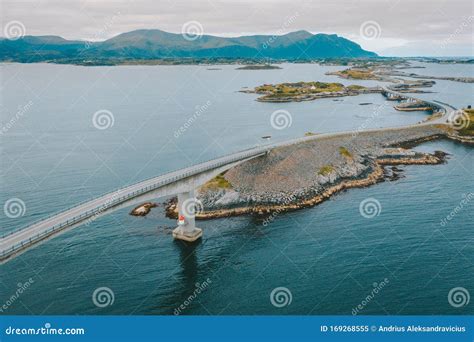 Drone Aerial View Of Atlantic Ocean Road Norway Stock Image Image Of