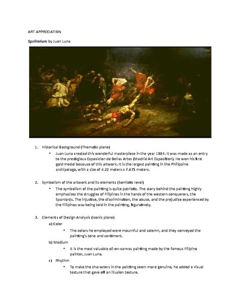 Art Appreciation Spoliarium By Juan Luna Art Appreciation Spoliarium
