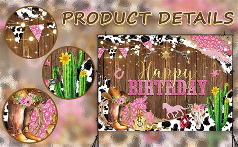 Mocsicka Western Cowgirl Birthday Backdrop Happy Birthday