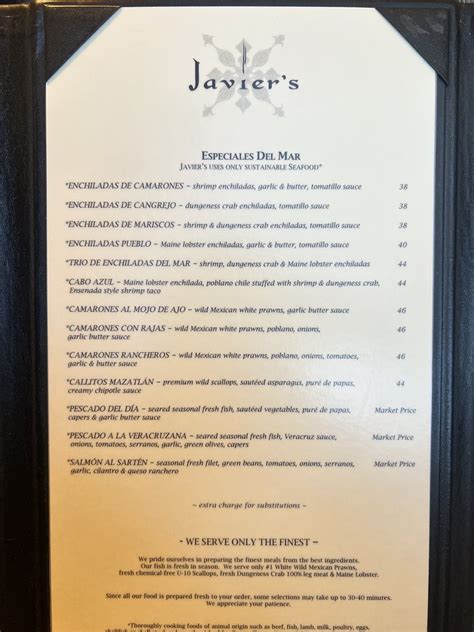 Javiers La Jolla Menu Full Menu Update 2025