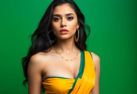 Beautiful And Sexy Gorgeous Indian Woman Wearing Traditional Dress
