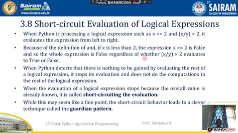Lecture Video17cs664module1conditional Execution32profsowjanya S