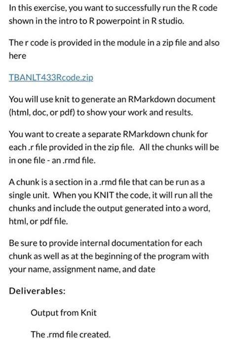 In This Exercise You Want To Successfully Run The R Chegg Com