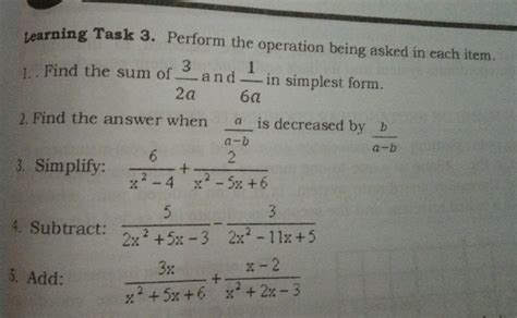 solved learning task 3 perform the operation being asked in each item