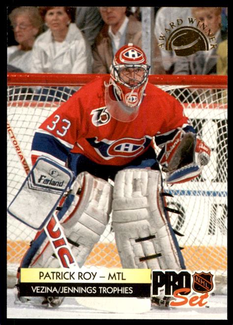 1992 93 Pro Set Award Winner Vezinajennings Trophies Patrick Roy Cc2