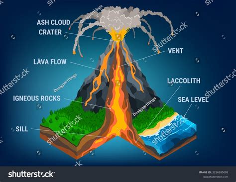 Isometric Volcano Cross Section Infographic Structure Stock Illustration 2236285095 Shutterstock
