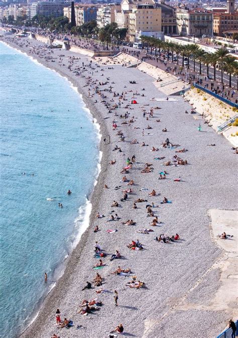 Beach In Nice France And Promenade Des Anglais Editorial Image Image