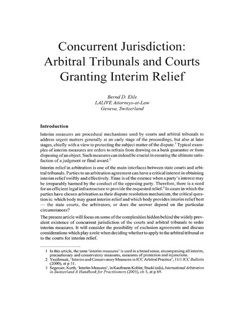 Beh Concurrent Jurisdiction 2007 Pdf Arbitration Arbitral Tribunal